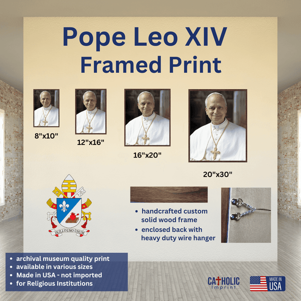 Pope Leo XIV Framed Portrait Print for Churches, Schools, Religious – Catholic Imprint