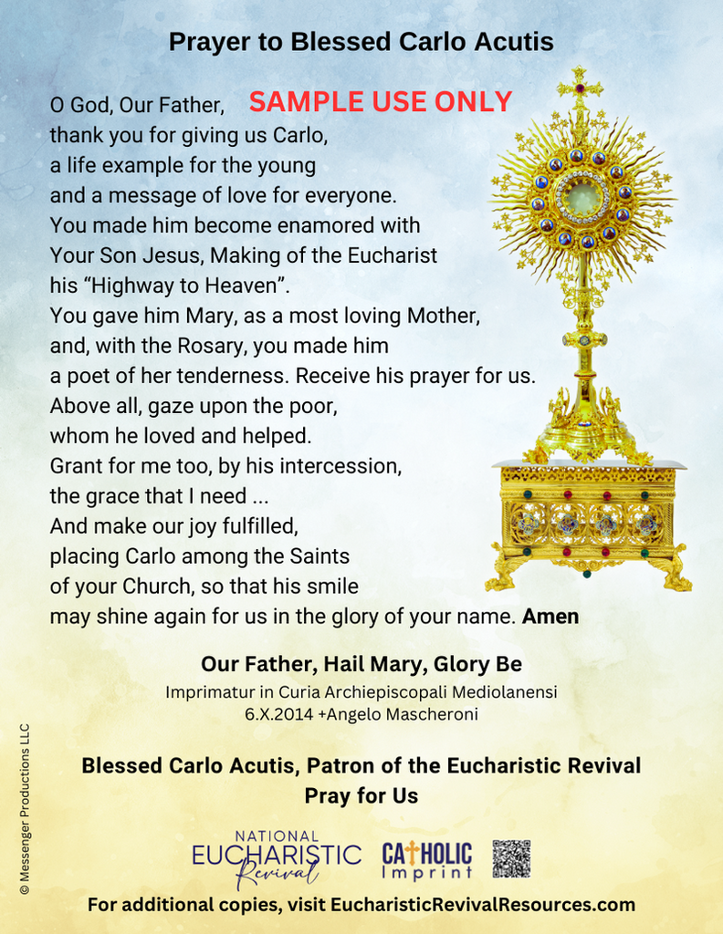 Blessed Carlo Acutis Prayer Card | Eucharistic Revival - 500 Cards ...