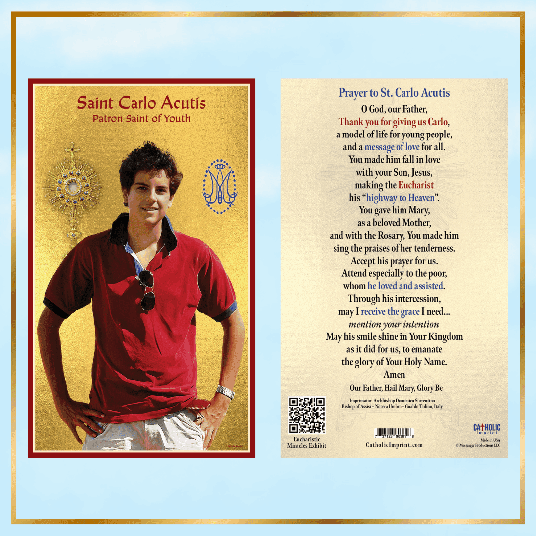 Blessed Carlo Acutis Prayer Cardcarlo Acutis Canonization