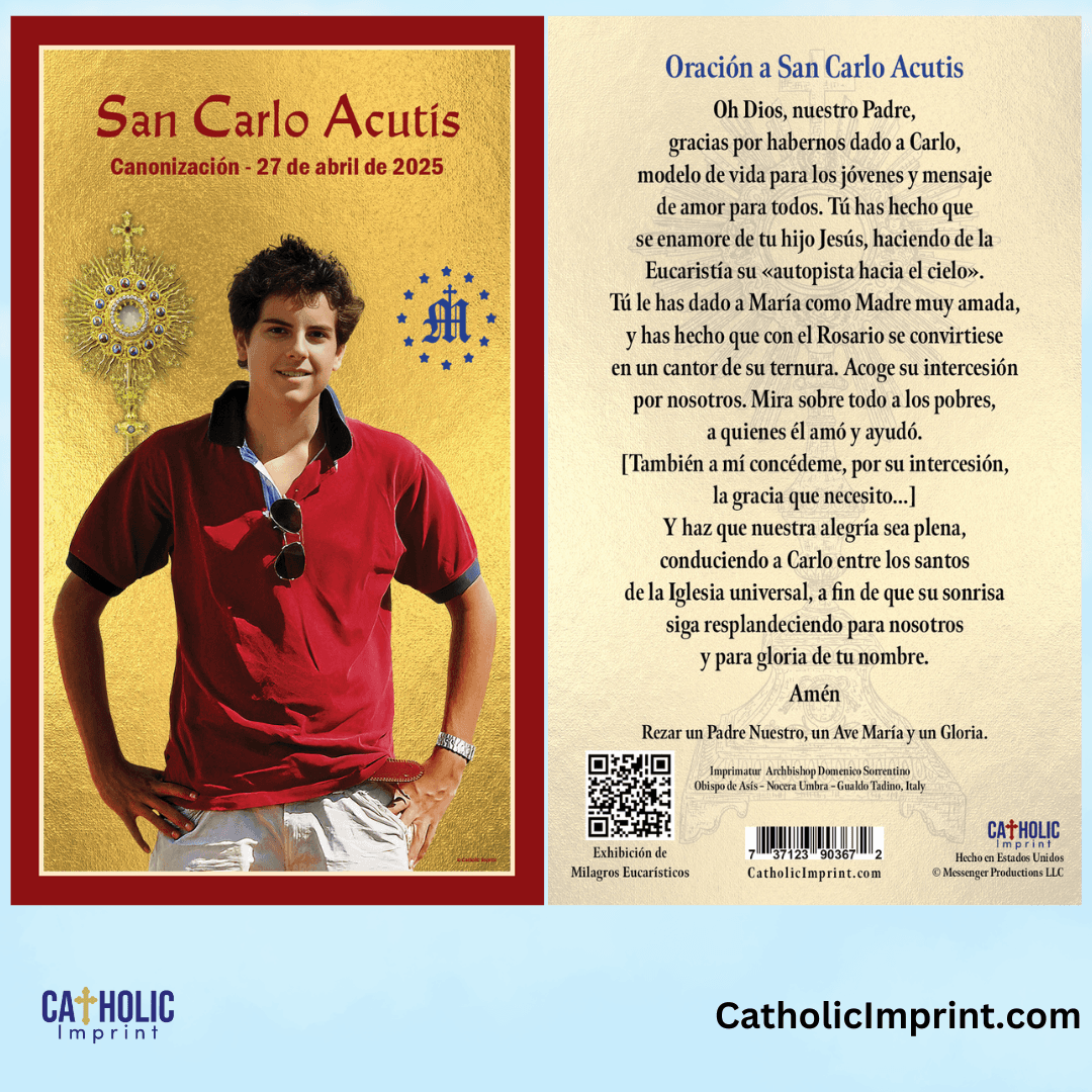 St. Carlo Acutis Prayer Card for Canonization | English or Spanish ...