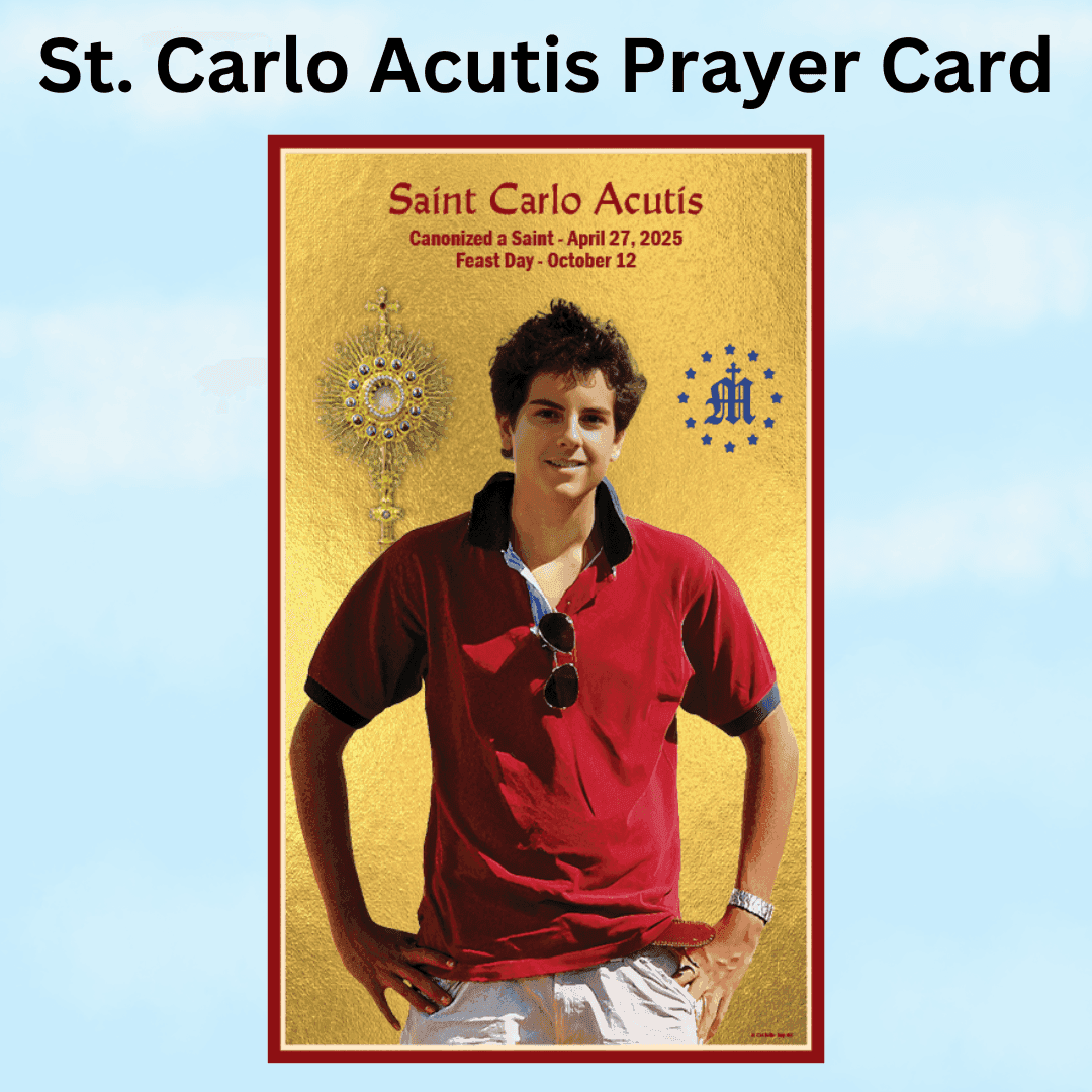 St. Carlo Acutis Prayer Card for Canonization | English or Spanish – Catholic Imprint