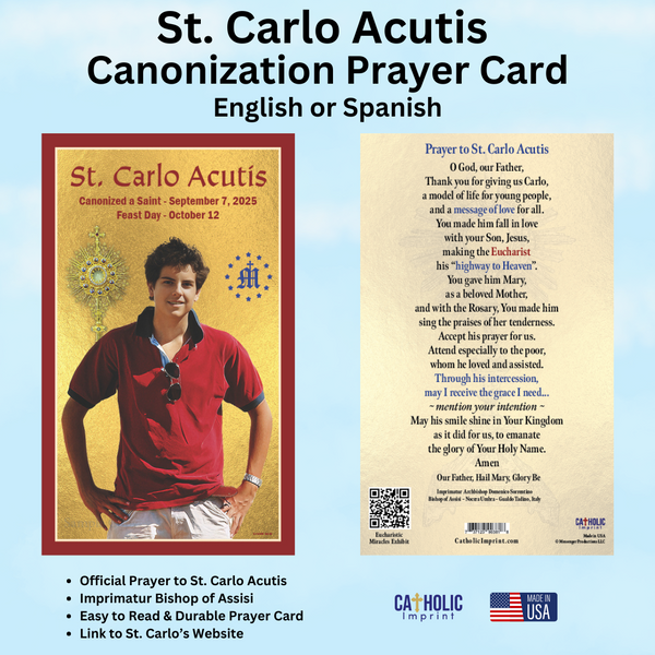 St Carlo Acutis Canonization Prayer Card | Canonized September 7, 2025 ...