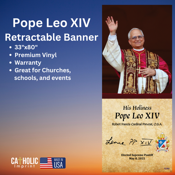 Pope Leo XIV Retractable Banner for Churches, Schools, and Events – Catholic Imprint
