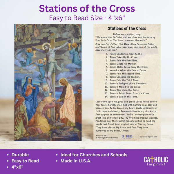 Stations of the Cross Prayer Card, Easy to Read, In Stock, Made in USA ...